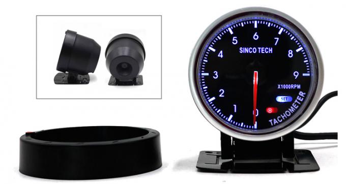 Blue Digital RPM Tachometer , Automotive RPM Meter Circular Instrument