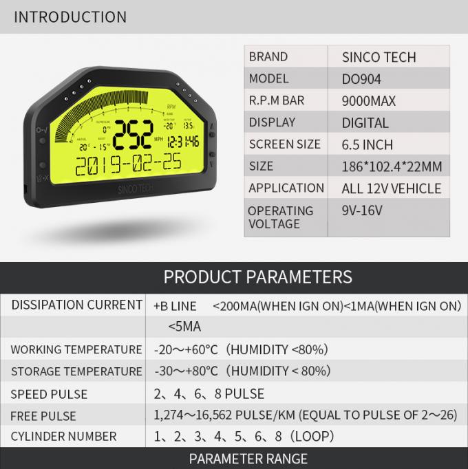 Full Sensors Race Car Dashboard DO904 High Speedometer Gauge