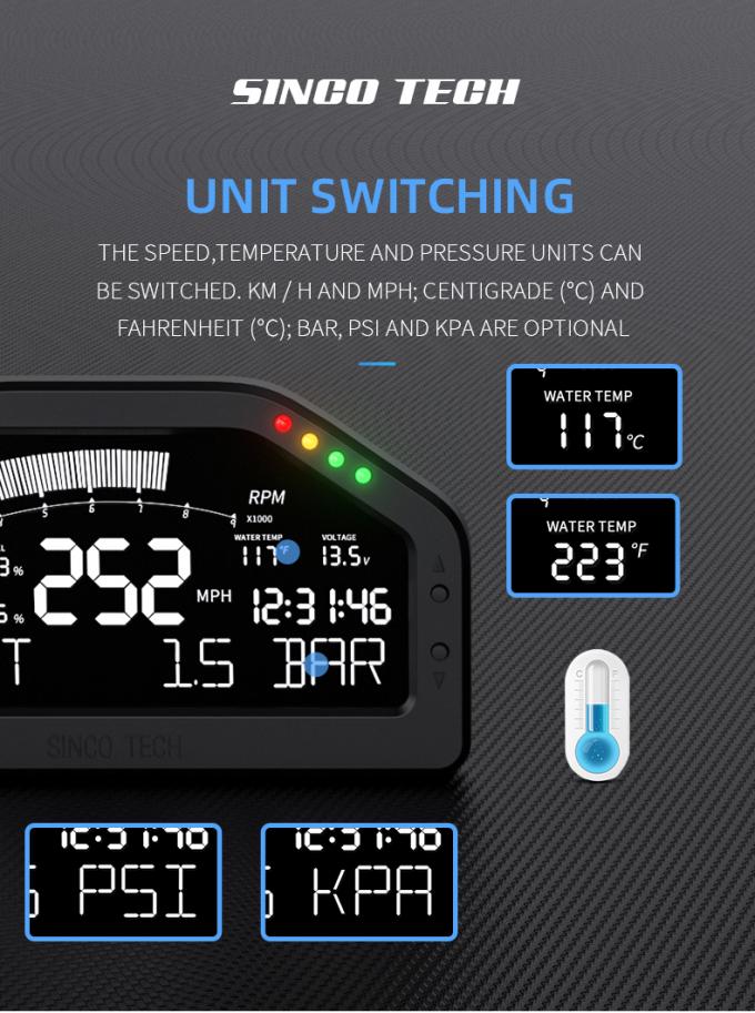12v Vehicle LCD Screen Digital Water Temp Gauge For Race Car