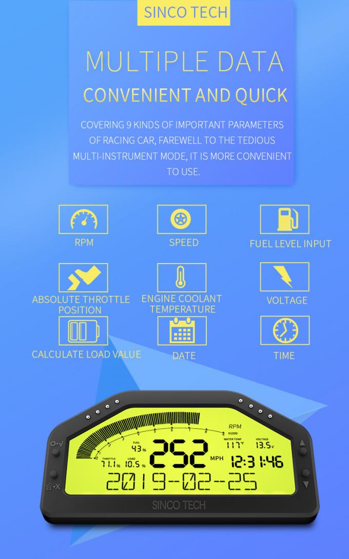 DO903 Race Car Dashboard 6.5" Digital LCD Display Combination Dashboard